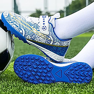 YANGTAOZI Kids Turf Soccer Shoes Boys Girls Youth Indoor Outdoor Soccer Cleats Football Shoes (Toddler/Little Kid/Big Kid) White