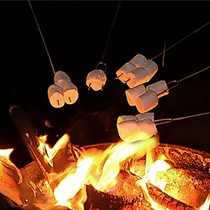 Jtshy Marshmallow Roasting Sticks,Marshmallow Sticks Kit Extending Roaster 32 Inch Set of 8 Telescoping Stainless Steel. Smores Skewers & Hot Dog Forks Kids Camping Campfire Fire Pit Accessories.