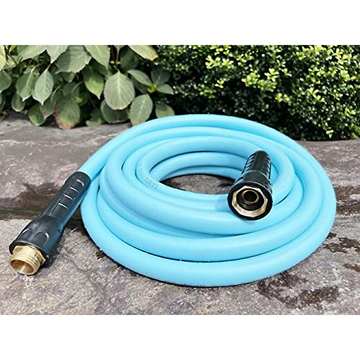 SANFU Hybrid Garden Water Hose 5/8 IN X 25 FT, 180PSI, Heavy Duty, Lightweight, Flexible Non-Kinking with Swivel Grip Handle Female and 3/4" GHT Solid Brass Fittings, Drinking Water Hose For RV, Azure