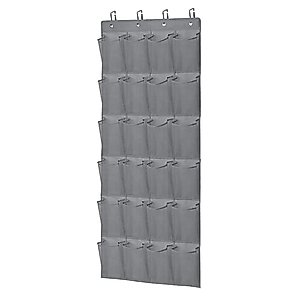 MERB HOME door Shoe Storage Organizer with 24 large pockets! 8 hooks included! 4 regular hooks and four special double-sided hooks for hanging coats or towels on the other side - Foldable Organizer
