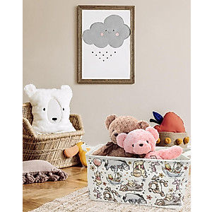 Winnie Nursery Hampers with Handles Classaic Pooh Nursery Storage Basket Foldable and Waterproof Canvas Large Organizers for Bathroom, Bedroom, Toys, Clothes, Laundry Bin