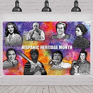 Hispanic Heritage Month Backdrop Hispanic Heritage Decorations World Flag Banner Famous Hispanic Latino Spanish People for Home Office Photography Background Board Wall Hanging Sign Photo