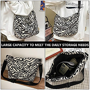 Amosfun Zebra Print Tote Bag Single-Shoulder Bag Umbrella Purse Phone Storage Shoulder Bag for Women Girls