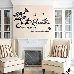 Vinyl Wall Stickers Wall Decor for Living Bedroom Room Yoga Relaxing Nursery House Wall Decals Quotes Inspirational Just Breathe Art Decor Home Decoration.