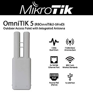 Mikrotik OmniTIK U-5HnD, RBOmniTikU-5HnD. Weatherproof outdoor wireless AP, router, client and bridge, POE, OSL4.