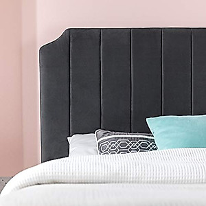 ZINUS Charlotte Upholstered Platform Bed Frame, Mattress Foundation, Wood Slat Support, No Box Spring Needed, Easy Assembly, Queen