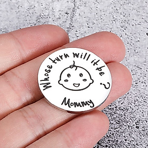 FANICE EOS New Baby Gifts for Parent Mom Dad Decision Coin for Women Men Pregnancy for First Time Mummy Daddy to Be Christmas Birthday Present Double-Sided (Silver)