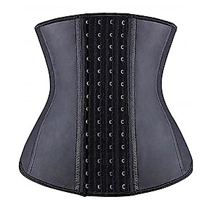 YIANNA Waist Trainer for Women Tummy Control Corsets Hourglass Sports Girdle Body Shaper 4 Hooks, (Size M, Black)