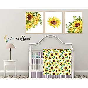 Boyoung Baby Blanket, Soft Minky Warm Blanket for Boy or Girl, Receiving Blanket with Double Layer Dotted Backing for Newborns Nursery Stroller Toddlers Crib Bedding (30x40 Inch) Sunflower, 7894218
