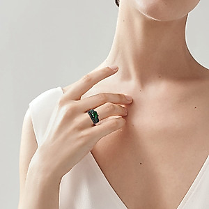 Fashion jewelry Black Gold Plated Green Or Blue CZ Eternity Band Ring Set For Her And Him (Black Gold-Green, 8)