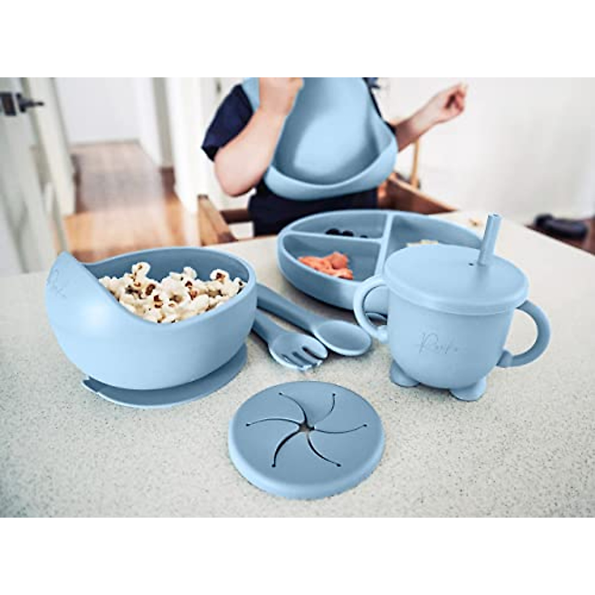 Baby Led Weaning - Silicone Baby Feeding Set - Baby Led Weaning Supplies - Baby Led Weaning Utensils - Silicone Plates For Baby - Silicone Bibs for Babies - 6 Month Old Baby Essentials - Baby Products