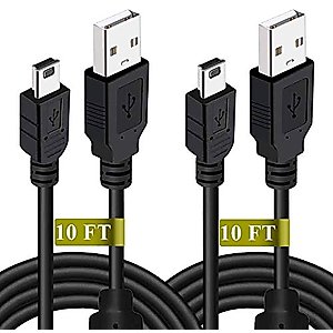 Drimoor 2 Pack 10ft PS3 Controller Charger Cable - Magnetic Ring Mini USB Data Charging Cord for PS Move Playstation 3 Wireless Controller, TI84 Plus CE, Digital Camera