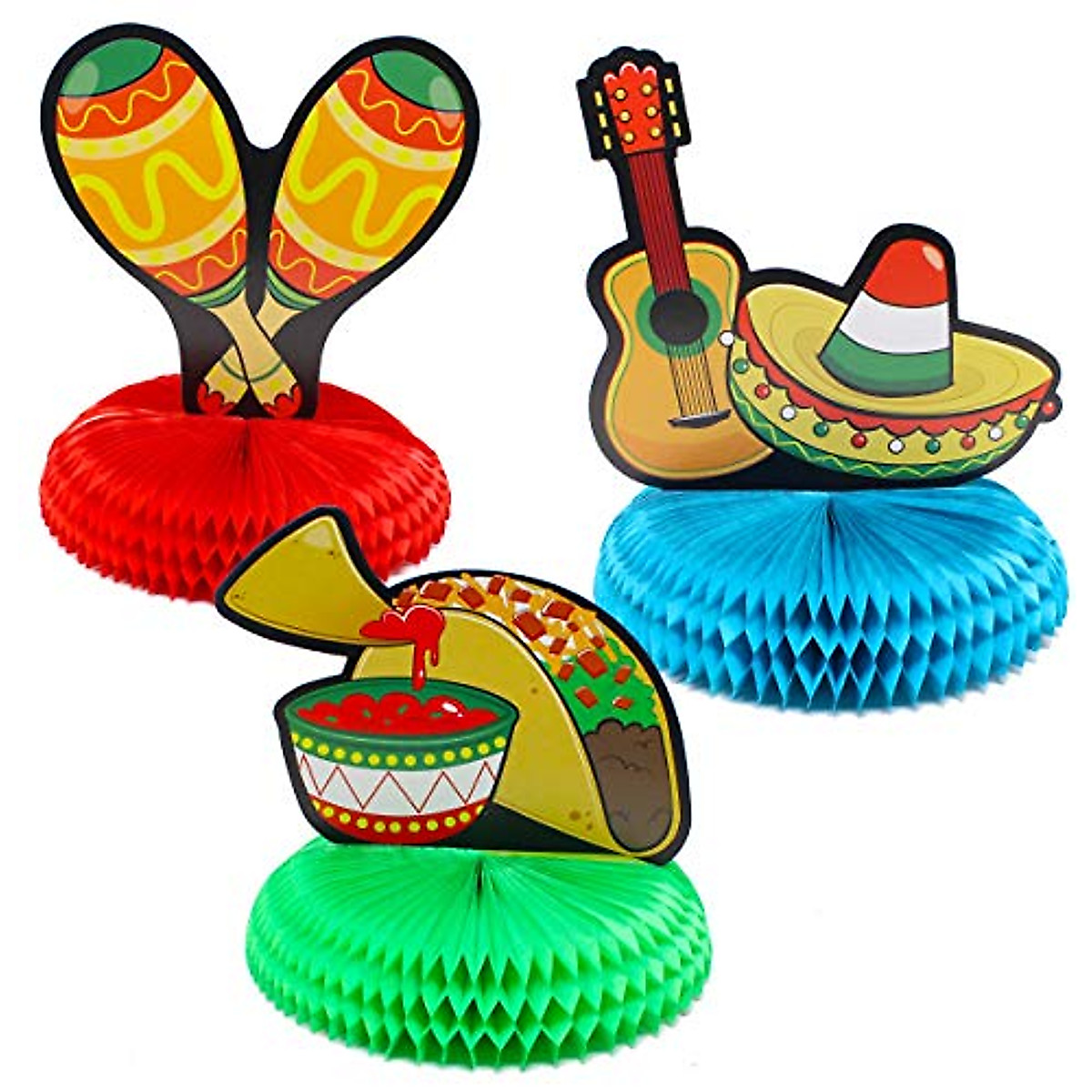 JOYIN 6 PCs Cinco De Mayo Fiesta Honeycomb Table Centerpiece 8.5” Party Decoration for Fun Fiesta Taco Party Supplies, Luau Event Photo Props, Mexican Theme for Carnivals Festivals, Dia De Muertos