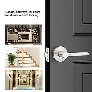 Probrico Keyless Door Lever Handles Passage Interior Locksets Brushed Nickel Finished Hardware 6 Pack