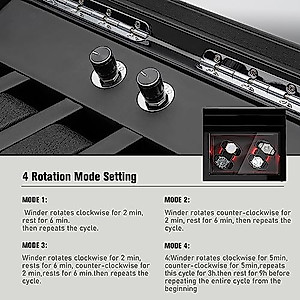 LALAHOO 4 Watch Winder for Rolex with Super Quiet Motor RGB LED Light Soft Watch Pillows,Watch Winders for Automatic Watches D Battery Compartment with AC Adapter USB