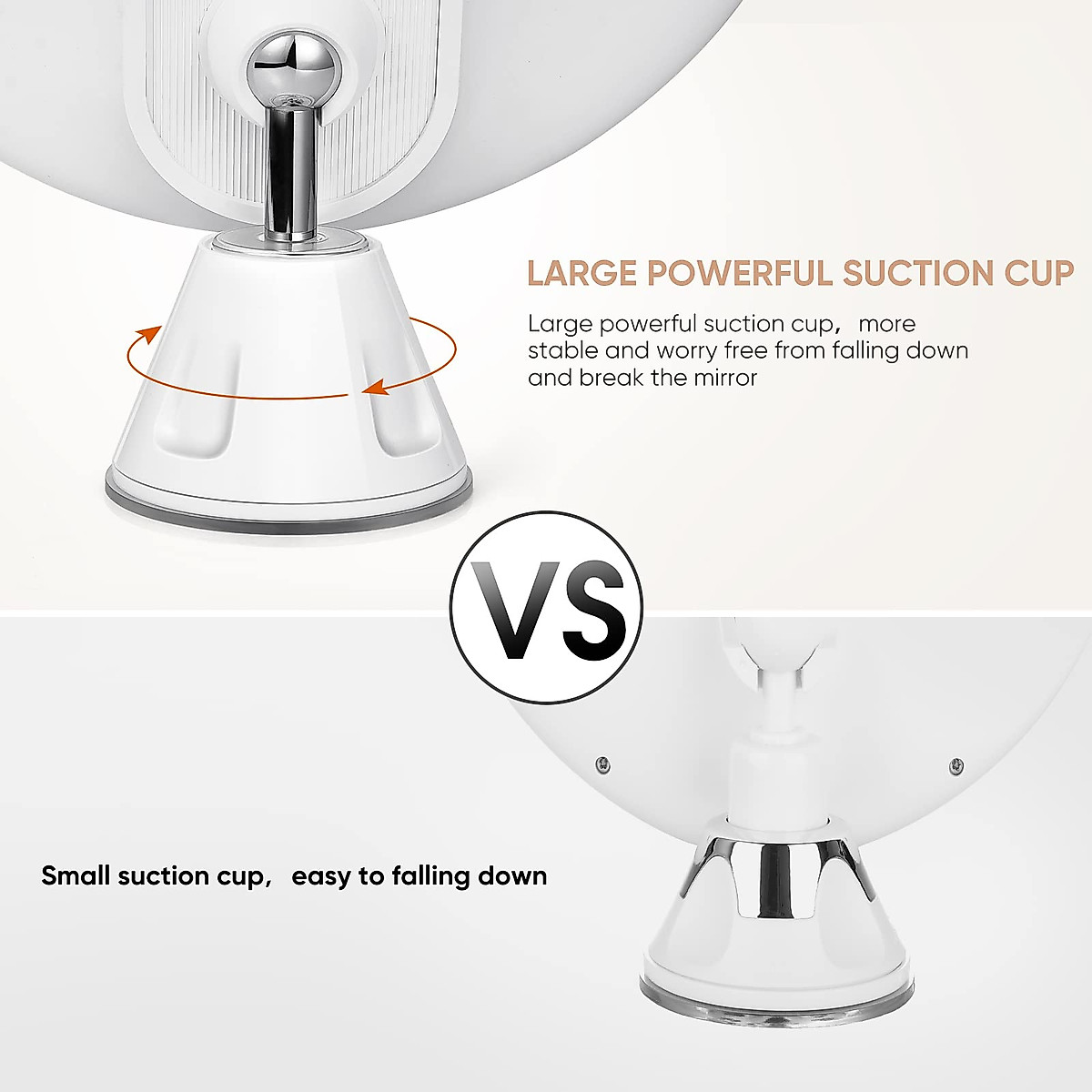 KEDSUM Upgraded 9" Rechargeable 10x Magnifying Makeup Mirror with Lights, Dimmable Lighted Vanity Mirror with Magnification and A Large Suction Cup, Touch Button, 360 Degree Rotation