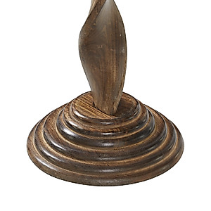 Deco 79 Mango Wood Floral Handmade Intricately Carved Accent Table with Spiral Leg and Elevated Base, 18" x 18" x 22", Brown