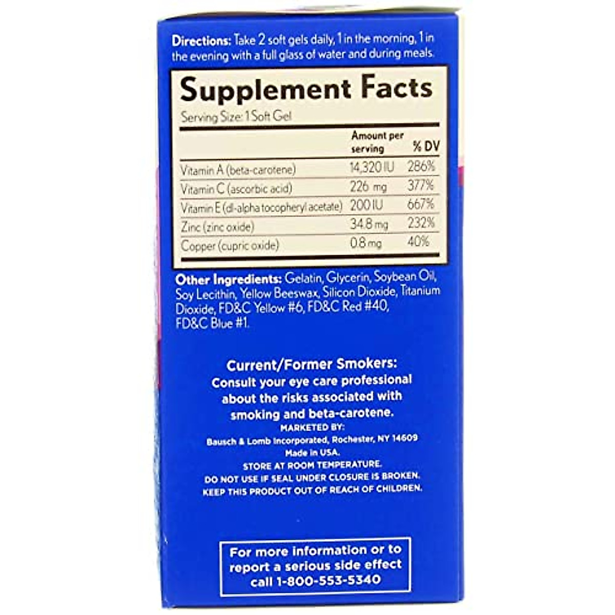 Bausch + Lomb PreserVision Eye AREDS Lutein Soft Gels 120 CT [2 BOXES]