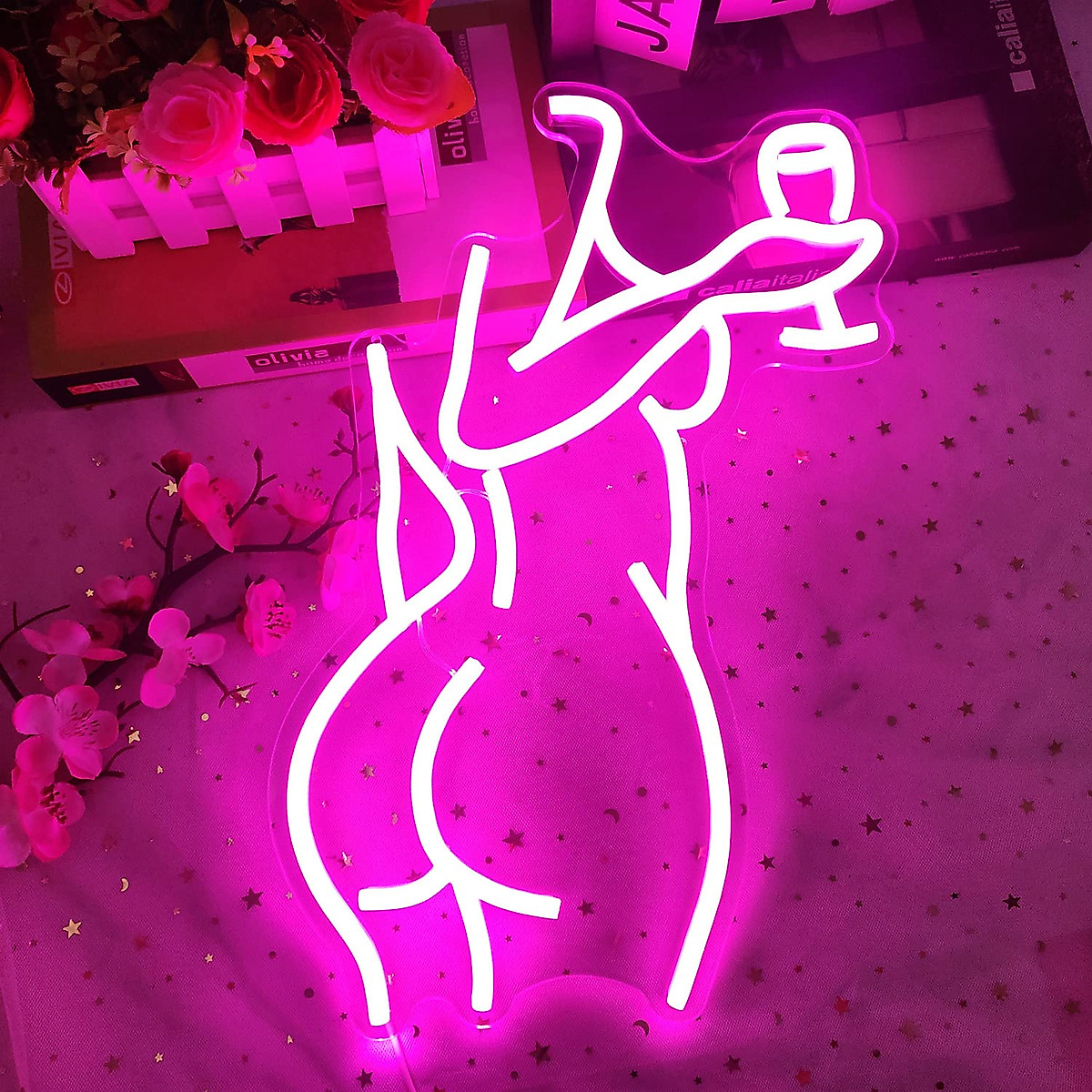 Ajoyferris Lady Back Neon Sign Dimmable Led Lady Neon Sign Neon Woman Neon Light Sexy Lady Neon Signs for Bedroom Man Cave Bar Party Art Decor Gifts