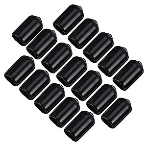 ULTECHNOVO 200pcs Protective Cap Screw Caps End Caps for Tubing Thread Protector Caps Bolt End Caps Pipe Thread Protector Screws Protector Cover Plug Protector Safety Cover Black PVC