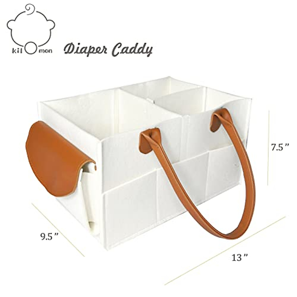 kilomon Baby Diaper Caddy Organizer - Diaper Organizer Caddy for Car and Nursery Storage Bin, Diaper Organizer for Changing Table Diaper Caddy for Baby Girl boy with Handle