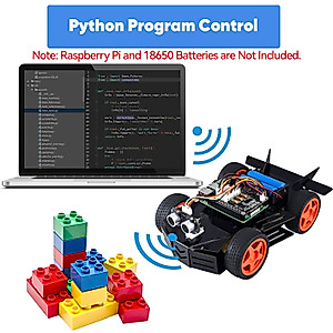 SunFounder Robot Car Kit for Raspberry Pi, 4WD HAT Module, Ultrasonic Sensor, Velocity Measurement Module etc. Electronic DIY Robot Kit for Teens and Adults, Raspberry Pi/TF Card/Battery not Included
