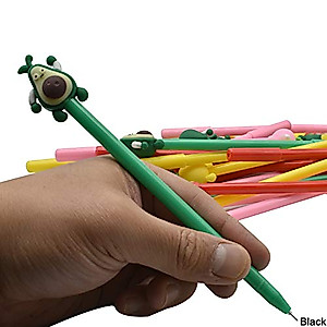 Maydahui 12PCS Fruits Shaped Rollerball Pens Cute Kawaii Pen Black Gel Ink Strawberry Pineapple Juicy Peach Avocado Design for School Office Girls