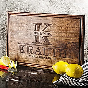 Personalized Cutting Board - Custom Cutting Boards Wedding Gifts for Couples, Anniversary, Housewarming Gift - Engraved Handmade USA Customizable Wooden Kitchen Decor Gift for New Homeowners