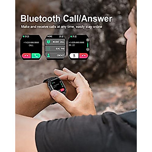 LIGE Military Smart Watch for Men Bluetooth Call(Answer/Make Call), 1.85'' HD Tactical Smartwatch with Heart Rate/Sleep/SpO2 Monitor, IP67 Waterproof Fitness Tracker for Android iOS Stainless Steel