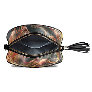 ALAZA PU Leather Small Crossbody Bag Purse Wallet Fantastic Fox In Dark Cell Phone Bags with Adjustable Chain Strap & Multi Pocket