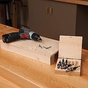 WOODRIVER 6-Piece Carbide-Tipped Countersink Set with Brad Point Pilots