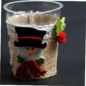 DOITOOL 12 Pcs Rustic Can Sleeves Nativity Decor Linen Cup Sleeve Snowman Cup Sleeve Drink Cups Sleeve Holiday Can Cover Coffee Cup Sleeve Decorative Cup Iced Coffee Cover Christmas Glass