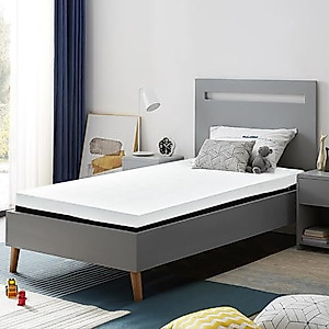 Twin XL Mattress Topper 4 Inch Gel Memory Foam Cooling Mattress Pad for College Dorm Bed, Double Sided Fabric Cover for Double Sided Use Bed Topper Comfort Support Pain Relief (Removable Soft Cover)