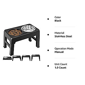 URPOWER Raised Slow Feeder Dog Bowls 4 Height Adjustable Elevated with Stainless Steel Water Bowl and Non-Slip Food Stand for Small Medium Large Dogs Pets