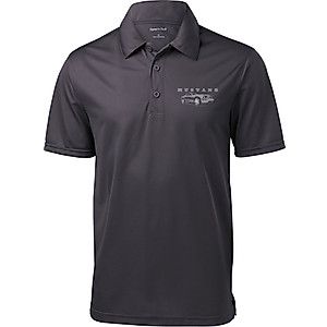 Mens Ford Mustang with Grill (Pocket Print) Textured Polo Shirt, Iron Grey, Large