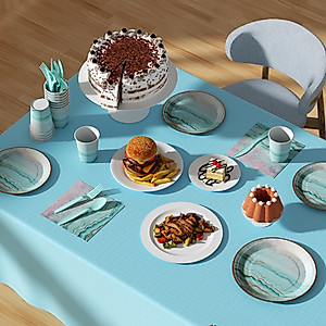 Teal Birthday Party Plates And Napkins Teal Gradient Purple Paper Plate With Rose Gold Border And Stripes Can Be Used As Disposable Party Decoration Supplies Turquoise Paper Plates Set For 24 Guests