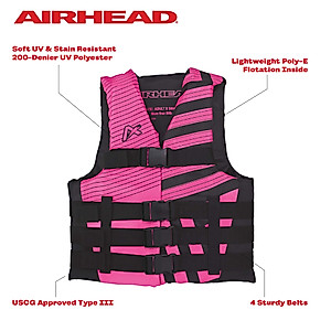 Airhead Women’s Trend Life Jacket, Coast Guard Approved, X-Small, Pink