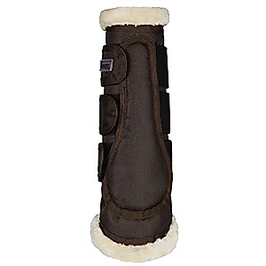 HORZE Brushing Boots with Faux Fur - Brown - L