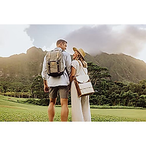 PICNIC TIME Corsica Cheese Picnic Basket Tote Bag, Gift for Wine Lover, Beige Canvas, 12 x 7 x 17