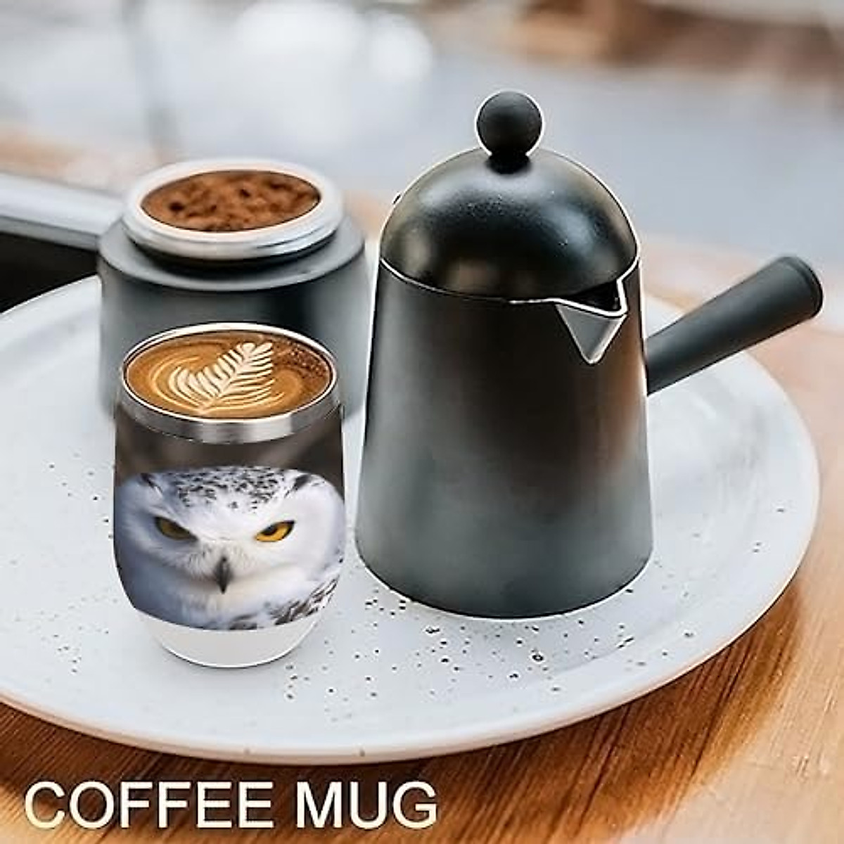 WYUSPGK 304 Stainless Steel Insulated Cup, Snowy Owl Eyes Print Smooth Rim, Durable & Reusable - Perfect for Office, Home, And Travel