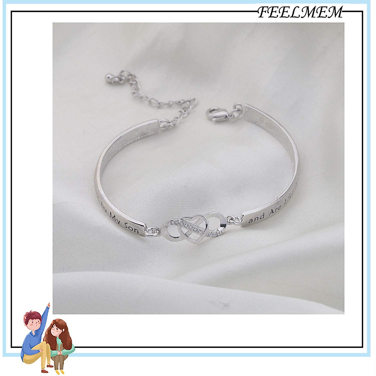 FEELMEM Daughter-in-Law Gift Bracelet You Were Hand Chosen by My Son and Are Like A Daughter to Me Gift for Daughter in Law(Bar bracelet silver)