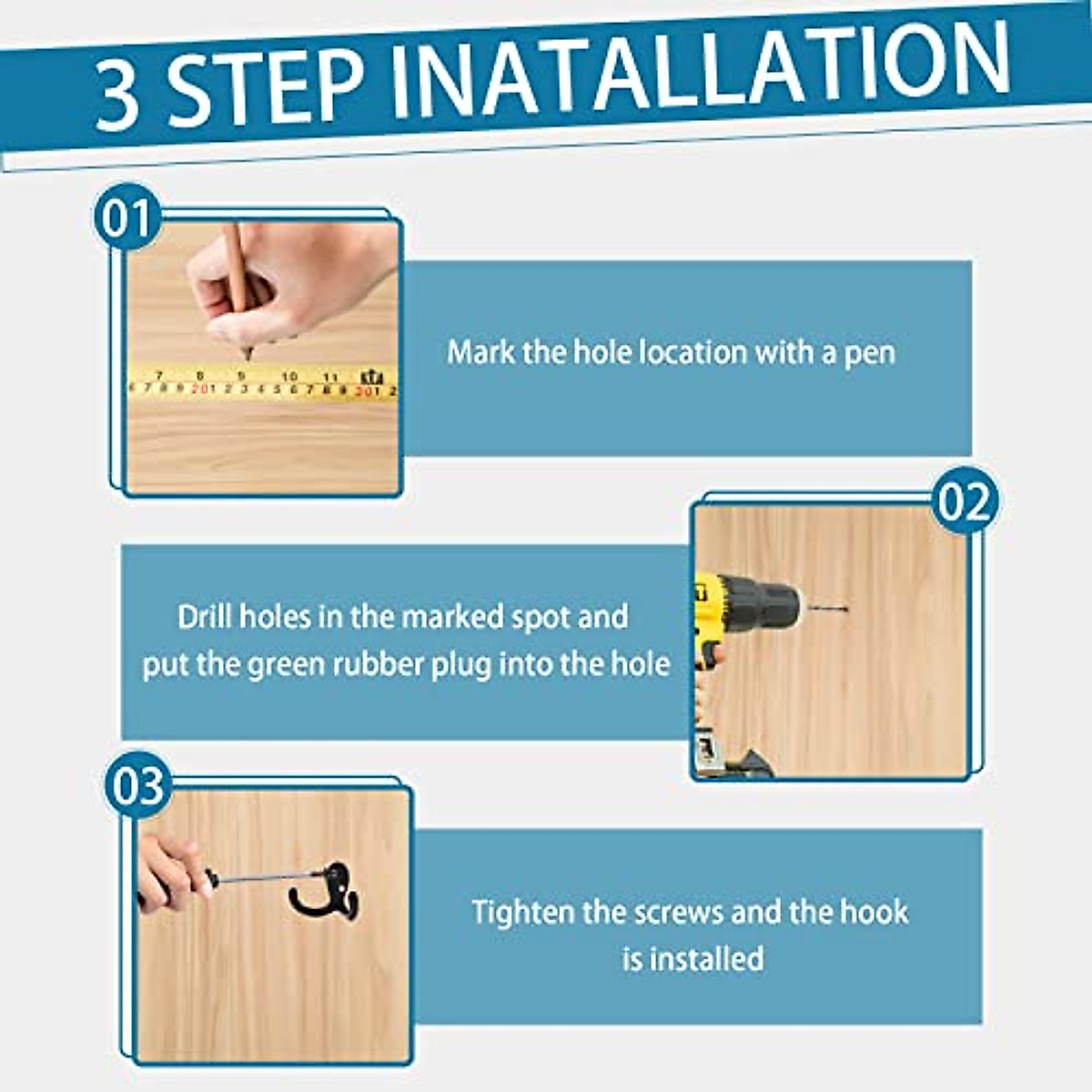 YYwingek 8pcs Wall Hooks and 8 Pack Heavy Duty Self Adhesive Hooks