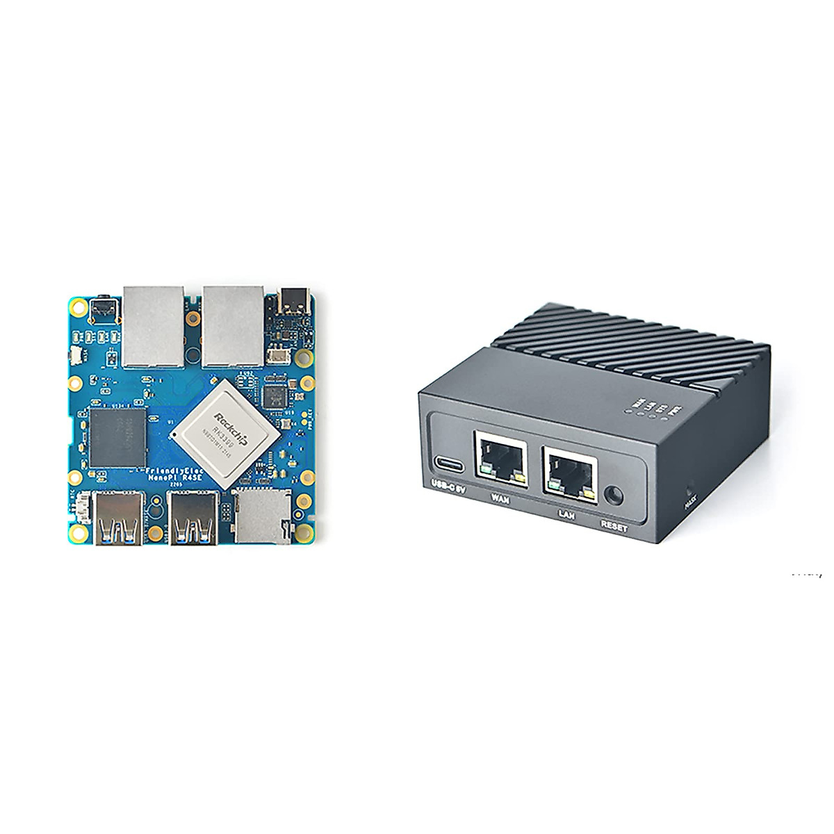 Nanopi R4SE Mini Portable Computer WiFi Router OpenWRT with Dual Ethernet Ports LPDDR4 4GB RAM +32GB eMMC Based in RK3399 Soc for IOT NAS Smart Home Gateway Support Linux Ubuntu (No MAC Chip)