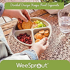 WeeSprout Suction Plates with Lids for Babies & Toddlers - 100% Silicone, Dinnerware Stays Put, Divided Design for Picky Eaters, Microwave & Dishwasher Friendly, 3 Pack