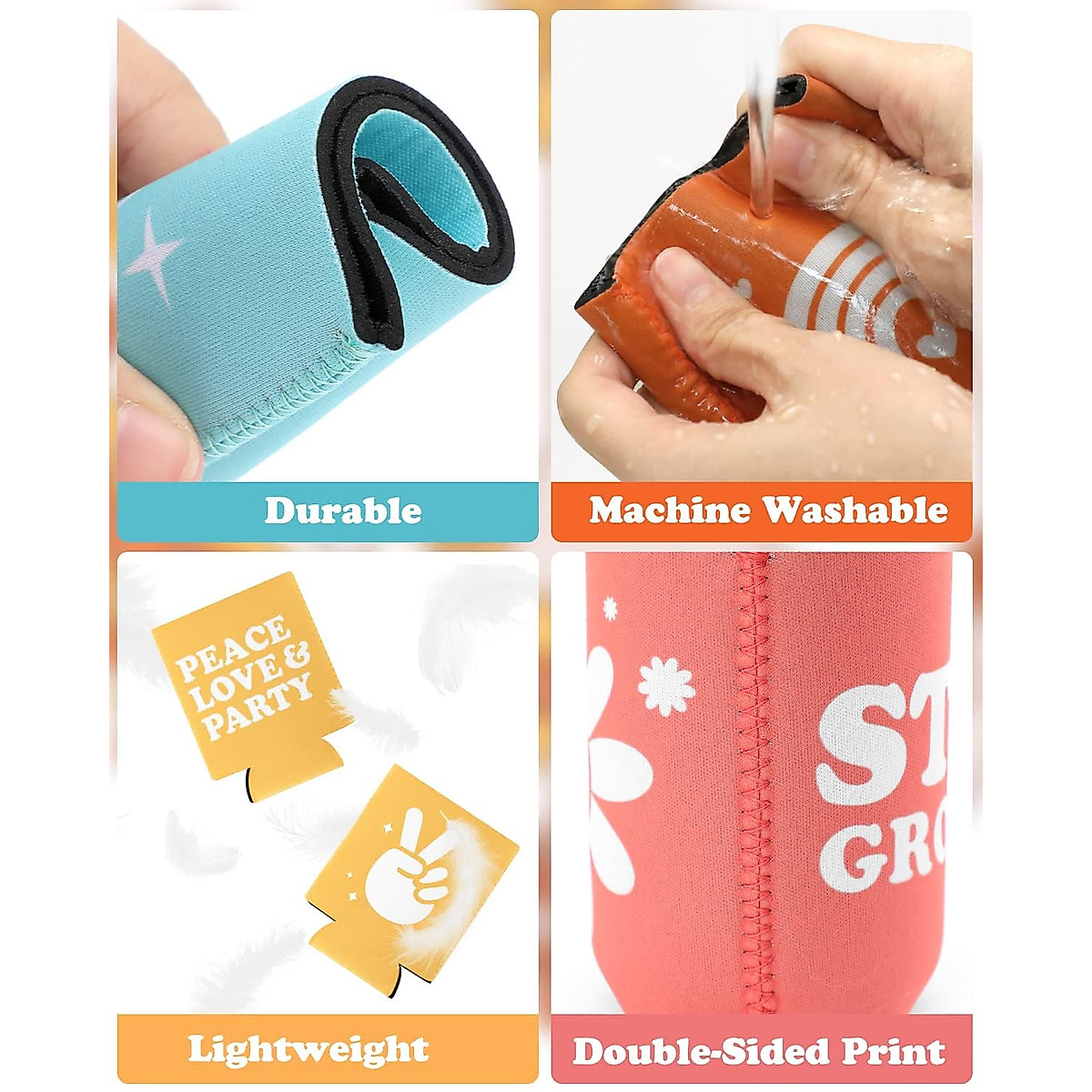 12-Pack Retro Bachelorette Party Can Cooler 70s Theme Beverage Sleeves Favor for Disco Bridal Shower Party Supplies Hippies Groovy Party Decorations