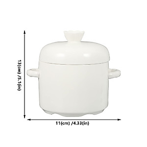 Hemoton Large Soup Mugs Ceramic Soup Bowl with Lid 460ml Onion Soup Crock Chili Bowls Soup Dish Stewing Pot Custard Bowl Cup with Handles and Lid For Soups Stews Cereal White Ceramic Soup Bowl