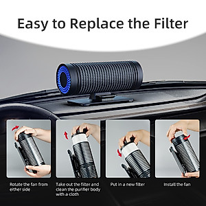 True HEPA Filter, Replacement Air Purifier Filter for QUEENTY F012 Car Air Purifier