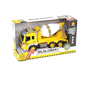 PowerTRC Push & Go Friction Powered Cement Truck Toy with Light and Sound | Realistic Play Mixer Construction Tanker Truck Toy Gift for Boys and Girls