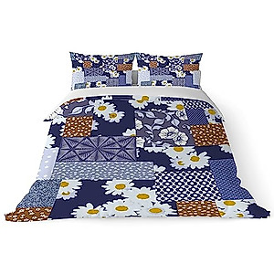 Duvet Cover Sets California King -Floral Purple-Bedding Comforter Set Breathable SetsSoft Microfiber 3 Pcs
