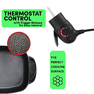 Extra Deep Nonstick Electric Skillet - Serves 6 to 8 People (10.5Qt.)